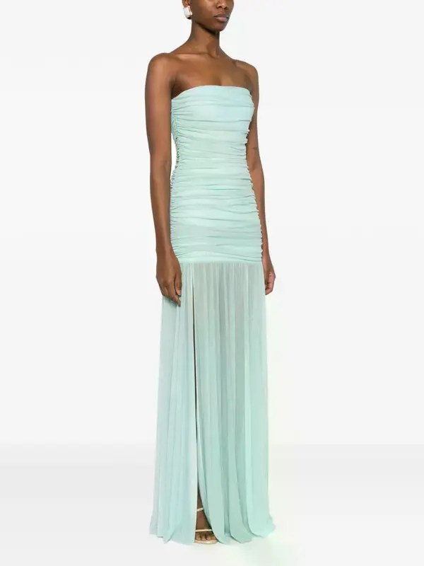 Retrofete Adele Ruched Strapless Dress - Blue