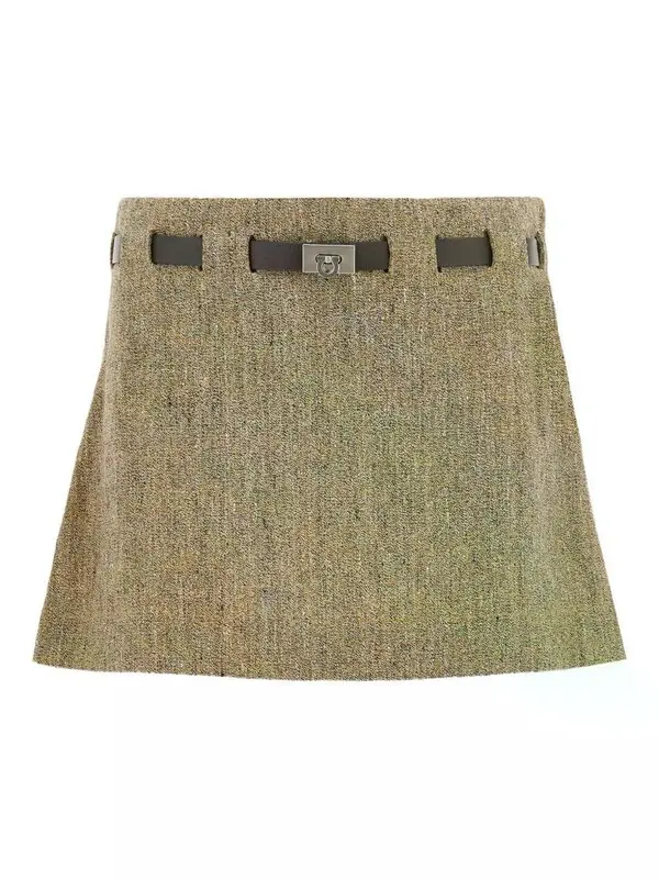 FERRAGAMO Gancini Buckle Pleated Mini Skirt