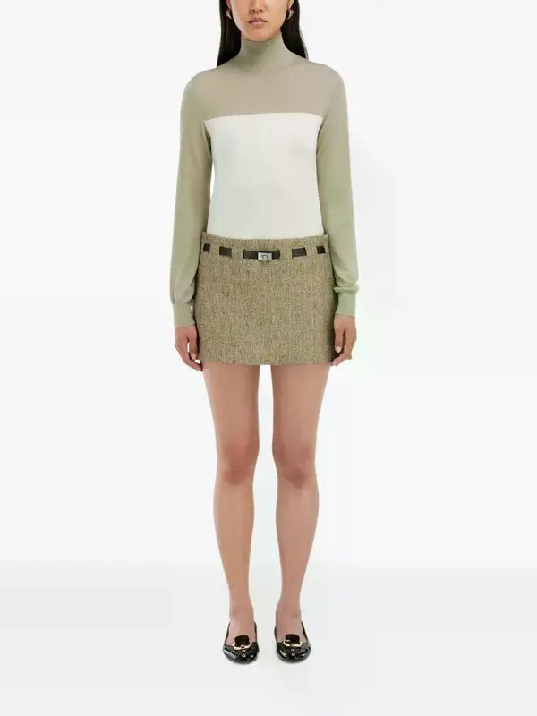 FERRAGAMO Gancini Buckle Pleated Mini Skirt