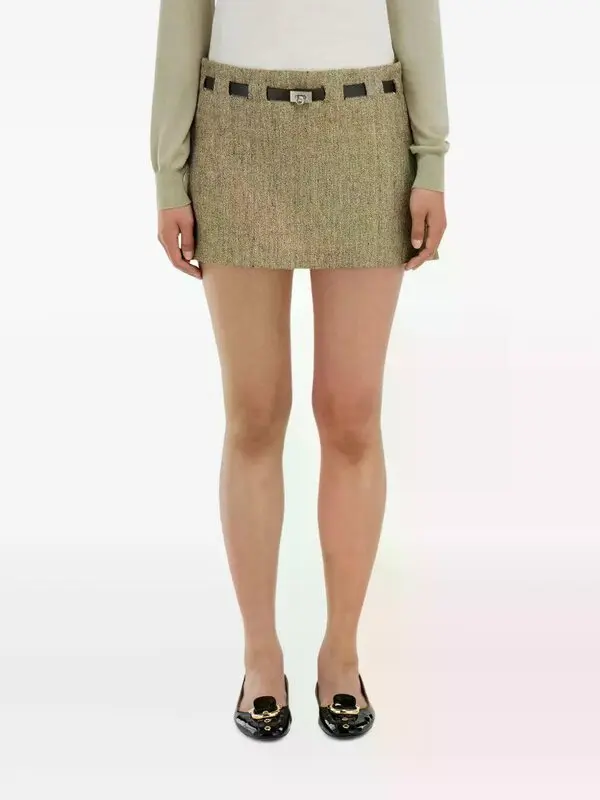 FERRAGAMO Gancini Buckle Pleated Mini Skirt