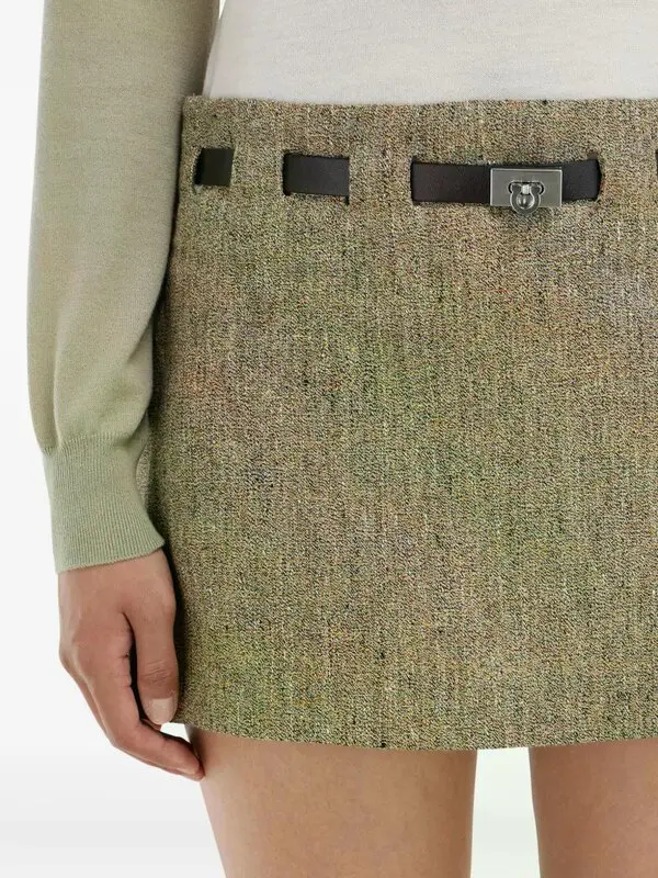 FERRAGAMO Gancini Buckle Pleated Mini Skirt