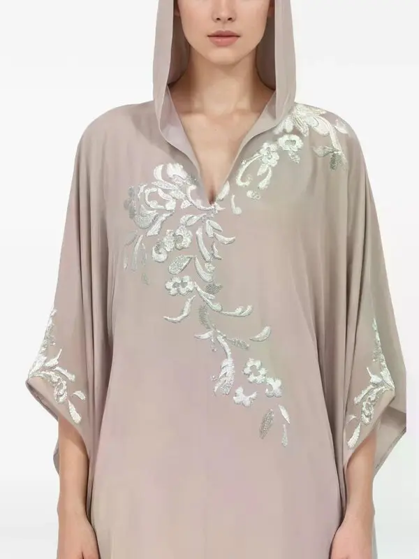 SAIID KOBEISY Embellished Hooded Abaya With Cape Sleeves