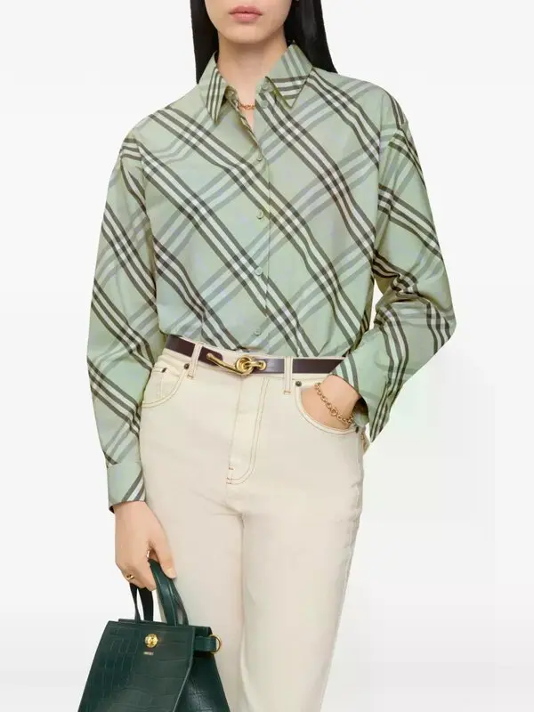 Burberry Relaxed Fit Check Cotton Shirt - Green