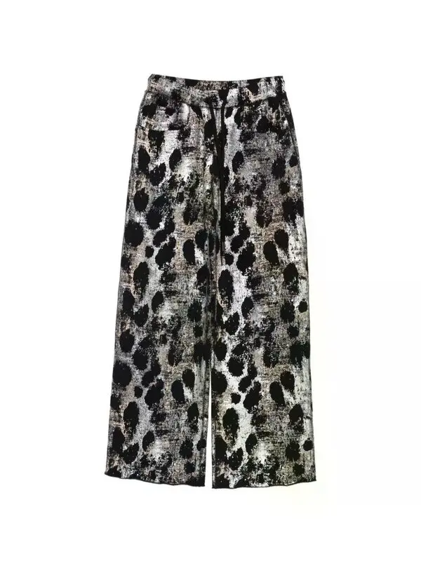 R13 Leopard Print Wide Leg Drawstring Trousers