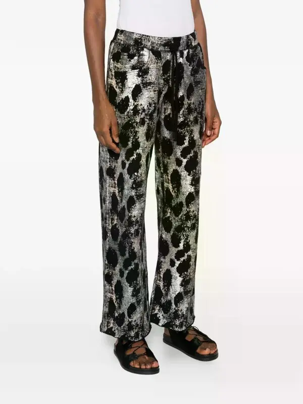 R13 Leopard Print Wide Leg Drawstring Trousers