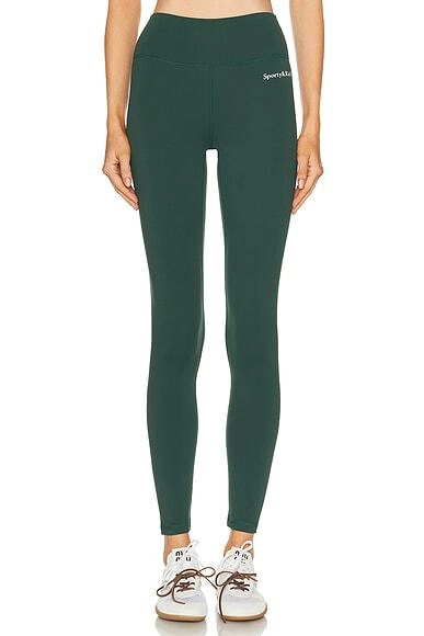 SPORTY & RICH Serif Logo Legging - Forest