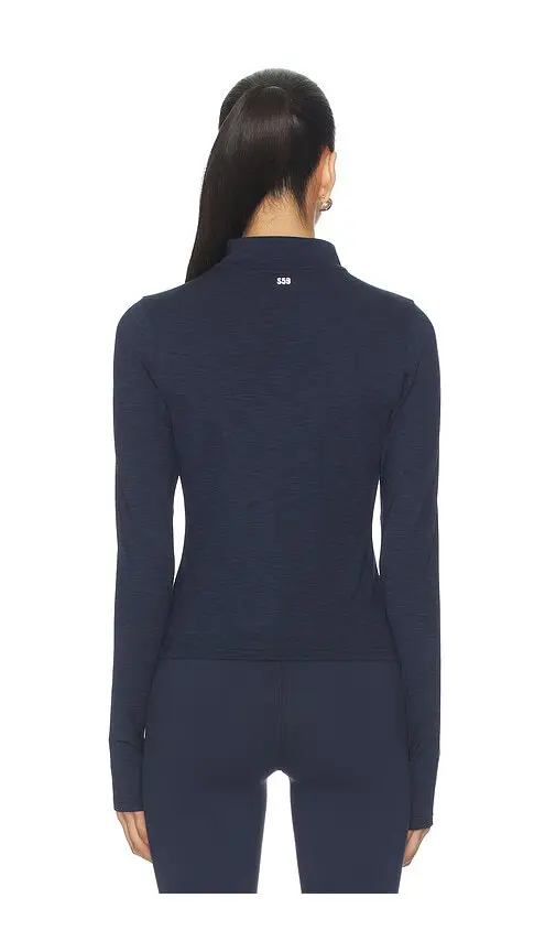 Splits59 Stevie Active Rib Half Zip Waist Length Top - Navy