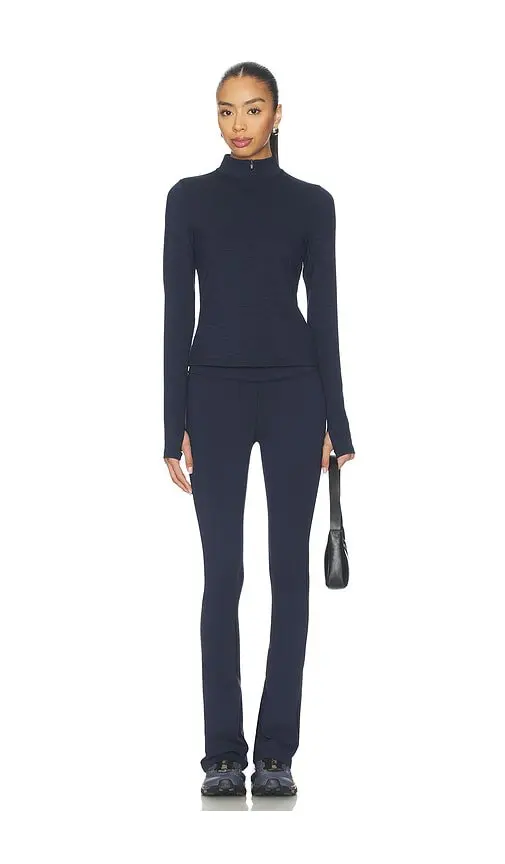 Splits59 Stevie Active Rib Half Zip Waist Length Top - Navy