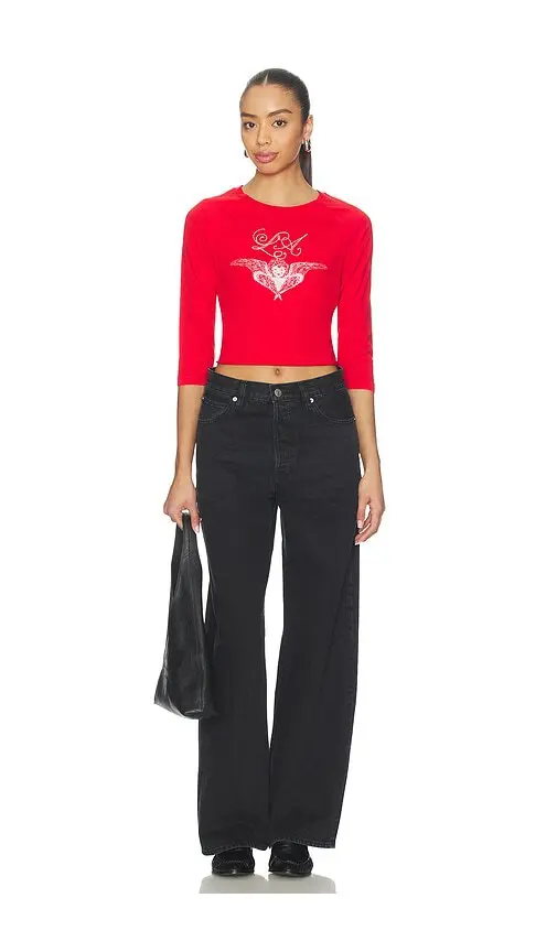 Daydreamer Daydreaming Raglan Tee In . Also - Red