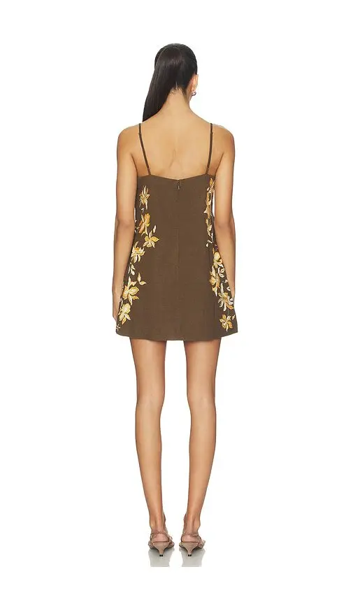 Hemant & Nandita Embroidered Linen-blend Mini Dress