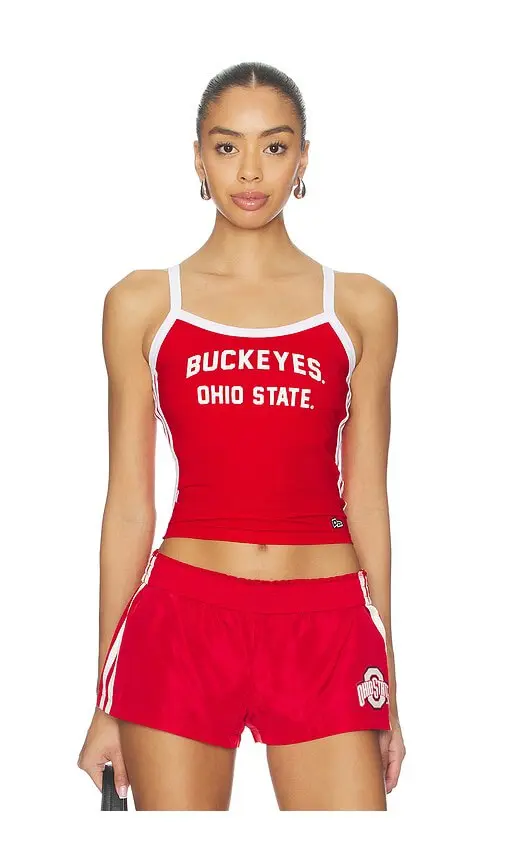 HYPE AND VICE Ohio State University Sideline Stripes Tank Top - Red