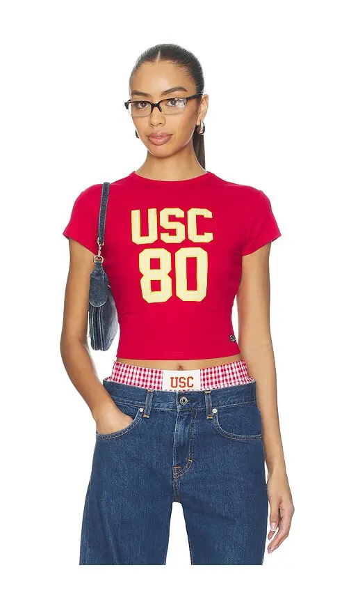 HYPE AND VICE University Of Southern California Graphic Baby Tee - Red