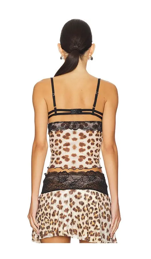 I.AM.GIA Silo Leopard Print Top With Lace Trim - Brown