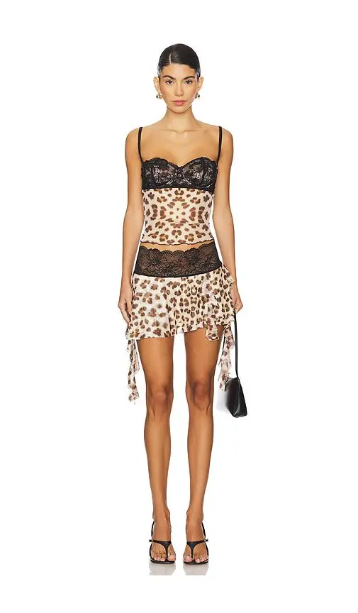 I.AM.GIA Silo Leopard Print Top With Lace Trim - Brown