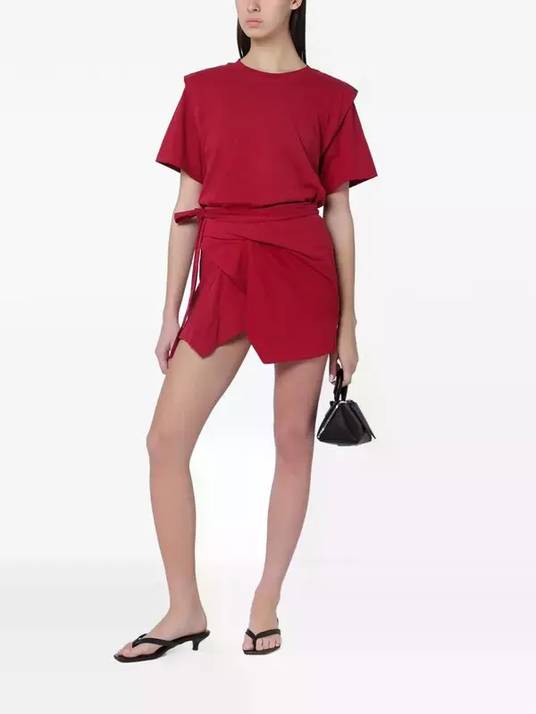 Isabel Marant Étoile Short Sleeve Crew Neck T-shirt With Structured Shoulders - Red
