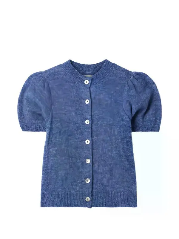 DÔEN Anisa Puff-sleeve Cardigan - Blue