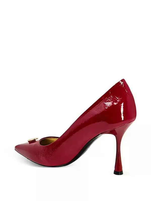 MADISON MAISON X Joan Hornig Lock-embellished Pointed-toe Pumps - Red