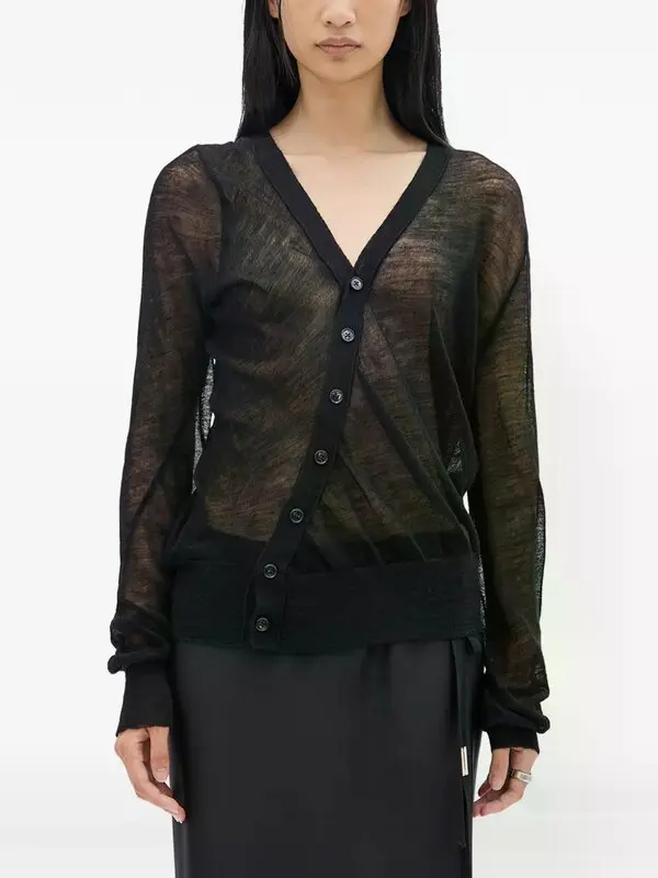 ANN DEMEULEMEESTER Crepe Wool Cardigan - Black