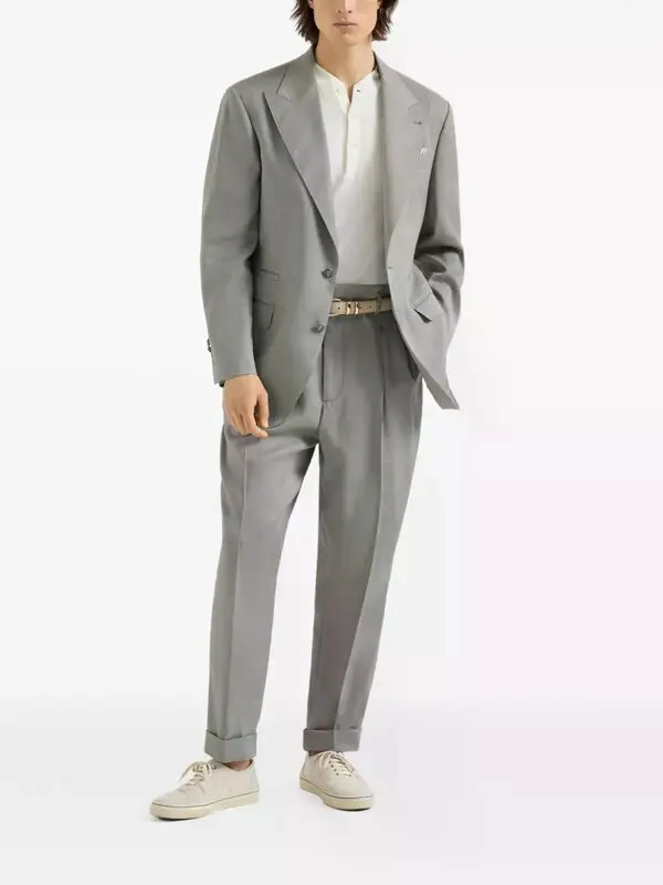 Brunello Cucinelli Linen, Virgin Wool And Mohair Gabardine Double Pleat Trousers
