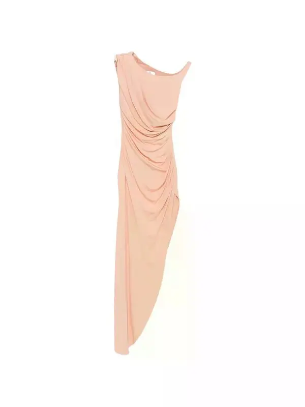 Elisabetta Franchi Draped Asymmetrical One-shoulder Midi Dress - Neutrals
