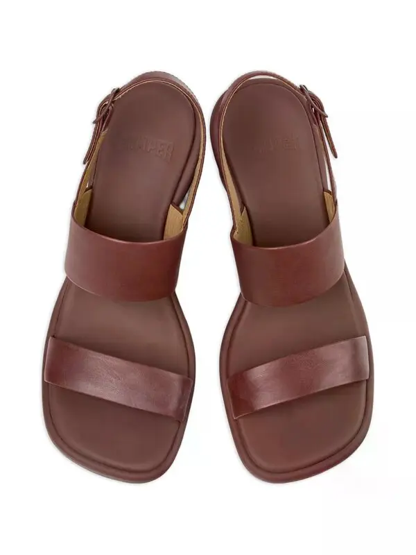 Camper Louise Leather Wedge Sandals - Brown