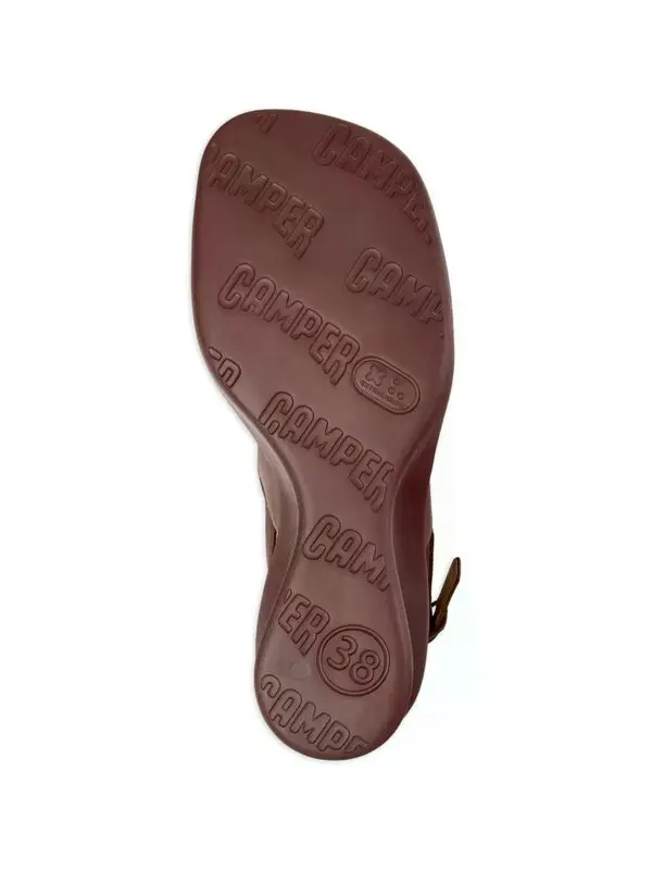Camper Louise Leather Wedge Sandals - Brown