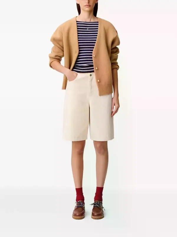 Claudie Pierlot Straight-leg Ecru Denim Bermuda Shorts