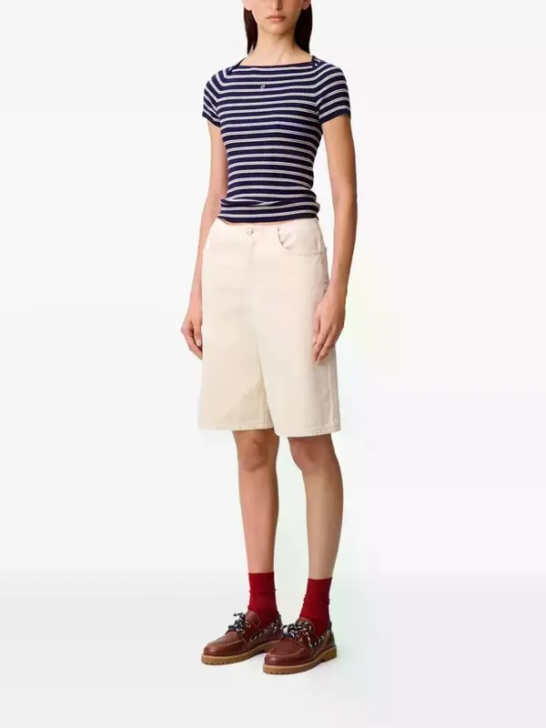 Claudie Pierlot Straight-leg Ecru Denim Bermuda Shorts