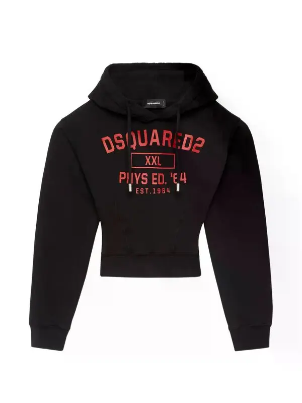 Dsquared2 Cropped Drawstring Hoodie - Black