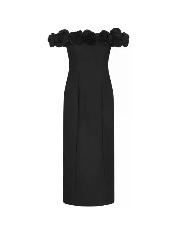 ROTATE BY BIRGER CHRISTENSEN Off-the-shoulder Appliqué Maxi Dress - Black