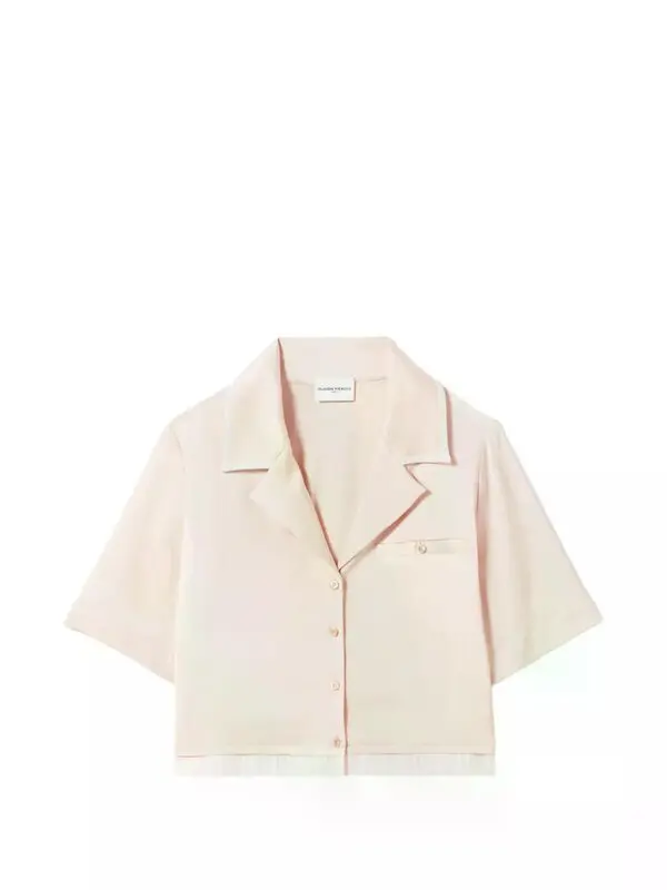 Claudie Pierlot Short Sleeve Satin Shirt With Tailored Collar - Neutrals