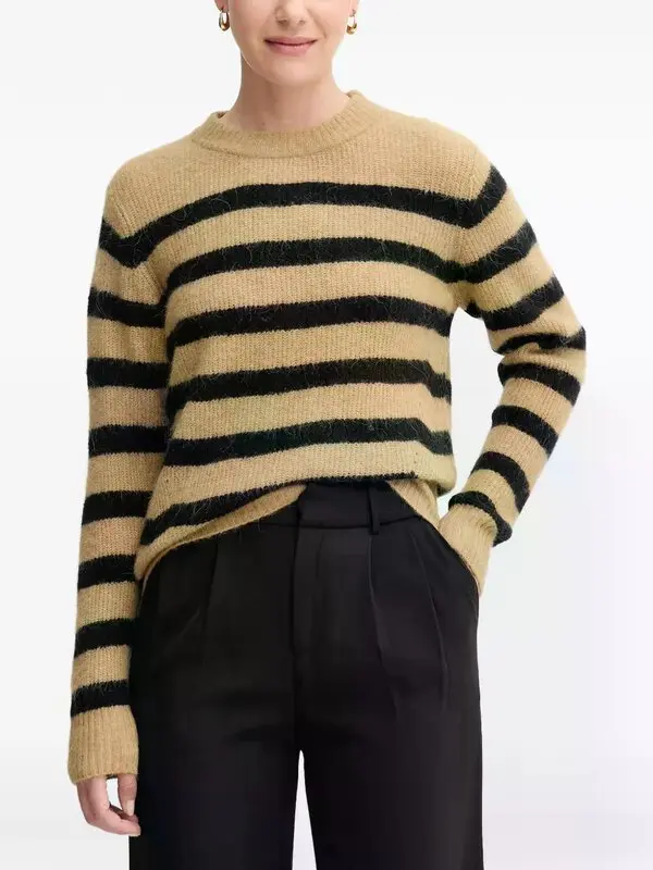 MOS MOSH Thora Striped Crew-neck Sweater - Neutrals