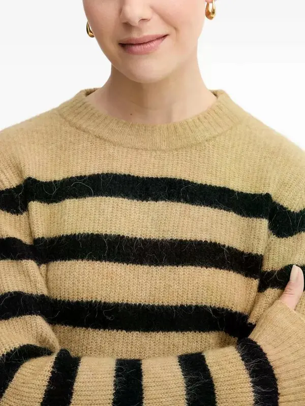 MOS MOSH Thora Striped Crew-neck Sweater - Neutrals