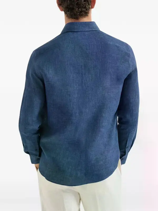Brunello Cucinelli Délavé Linen Easy Fit Shirt With Spread Collar - Blue