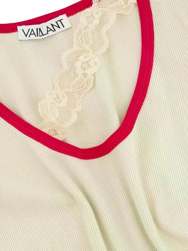 VAILLANT Ribbed Lace-trim Tank Top