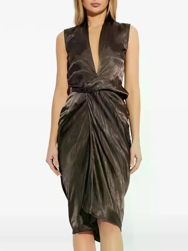 Rick Owens V-neck Draped Midi Dress