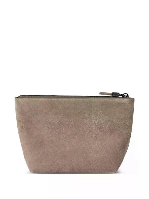 Brunello Cucinelli Suede Pouch With Monili Detail - Grey