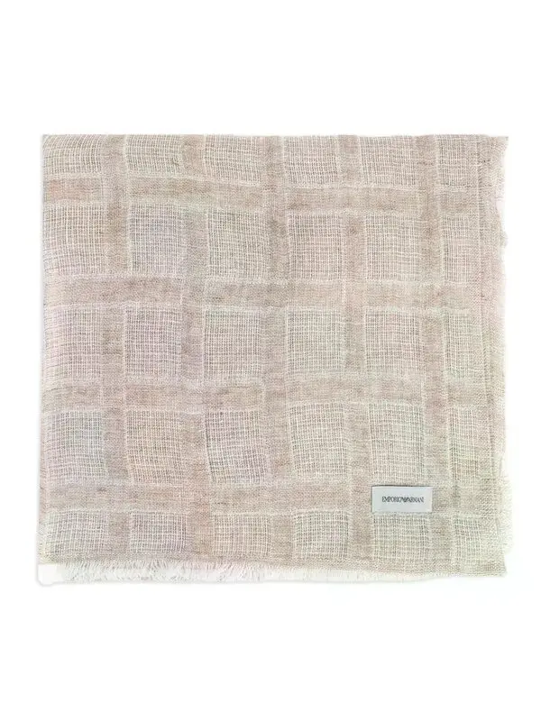 Emporio Armani Fringed Checked Scarf - Neutrals
