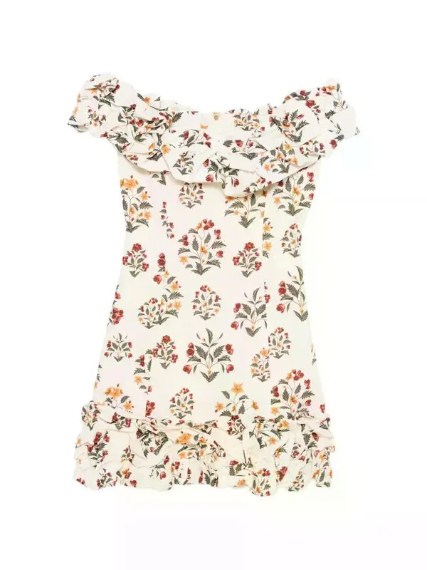Agua Bendita Floral Print Tiered Dress - Neutrals
