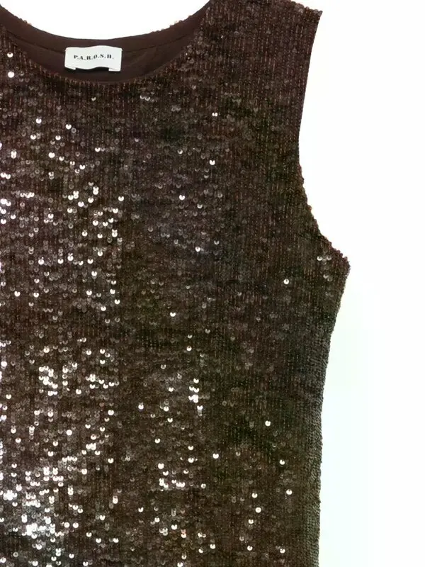 P.a.r.o.s.h Sleeveless Sequin Top - Brown