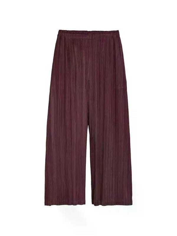 Issey Miyake Burgundy Pleated Wide-leg Trousers - Red