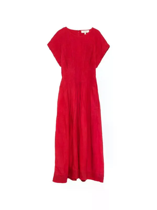 Sea Textured Midi Dress - Red