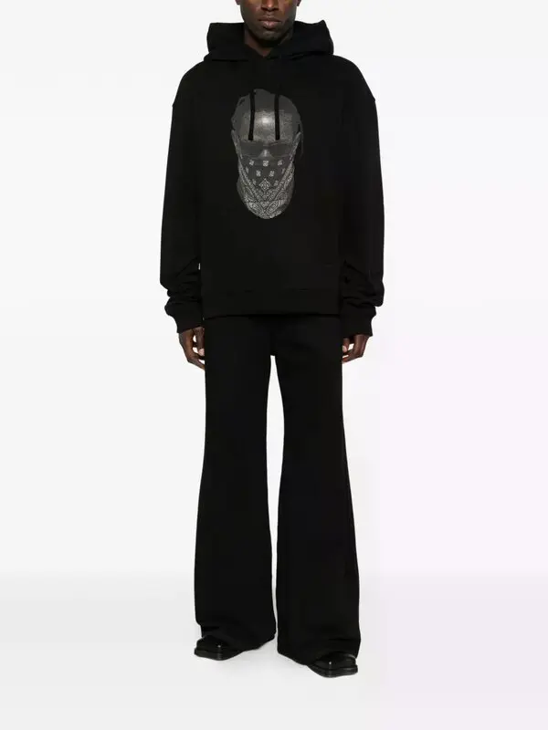 IH NOM UH NIT Graphic Print Drawstring Hoodie - Black