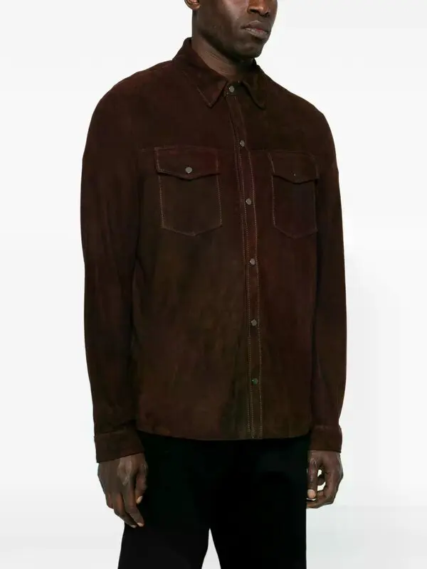 SALVATORE SANTORO Dark Suede Patch Pocket Shirt