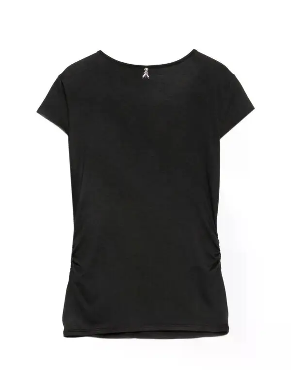Patrizia Pepe V-neck Draped Modal T-shirt - Black