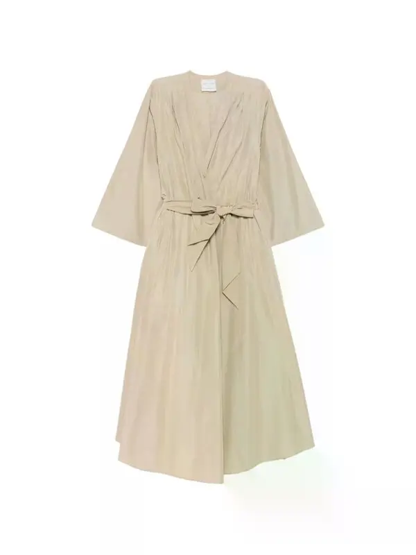 FORTE_FORTE V-neck Belted Midi Dress - Neutrals