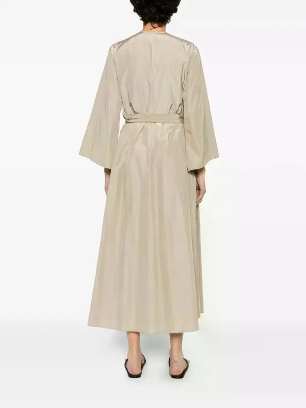 FORTE_FORTE V-neck Belted Midi Dress - Neutrals