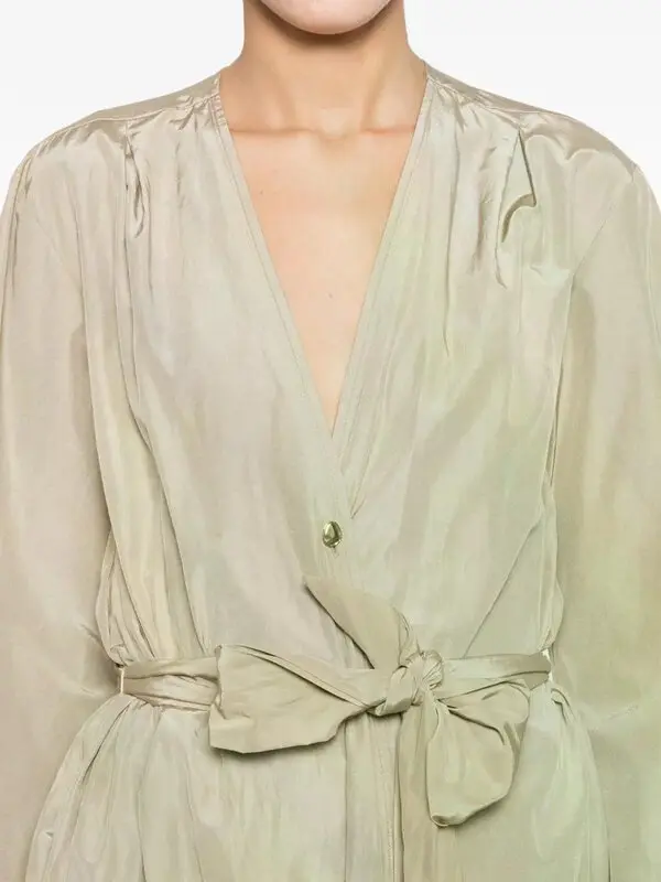 FORTE_FORTE V-neck Belted Midi Dress - Neutrals
