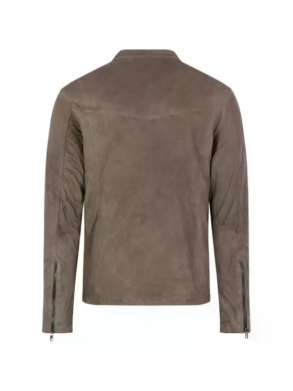 GIORGIO BRATO Zip Lamb Leather Jacket - Brown