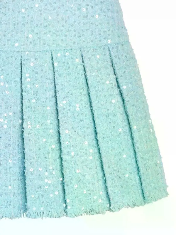 Alice + Olivia Sequin Embellishment Pleated Mini Skirt - Blue
